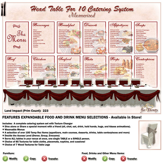 Second Life Marketplace - *VRD* Catering - Head Table for 10 ...
