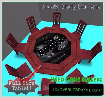 Second Life Marketplace - Greedy Table for sale , a fun dice game!