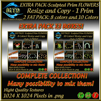 Second Life Marketplace - EXTRA PACK Sculpted Prim FLOWERS - 13 Boxes