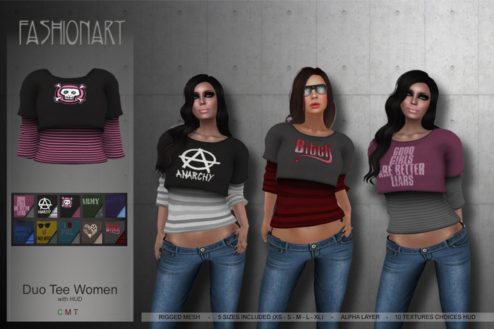 Second Life Marketplace - .:FashionArt:. Duo Tee Women