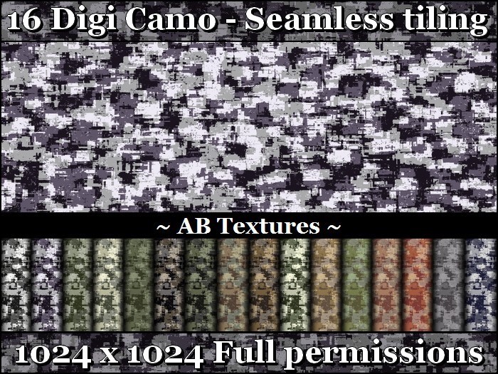 Second Life Marketplace - 16 Digi camo fabrics 1024x1024 Seamless ...