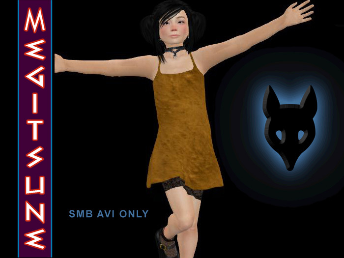 Second Life Marketplace - Megitsune Velvet dress Black Lace Gold