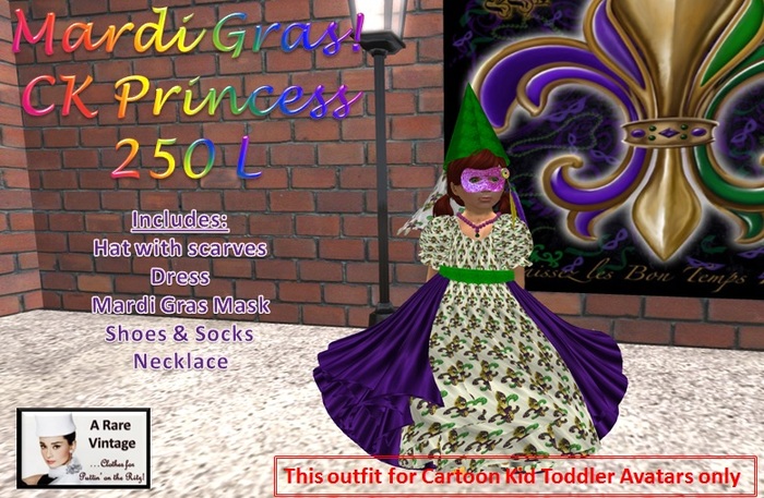 Second Life Marketplace - Cartoon Kids Mardi Gras Princess