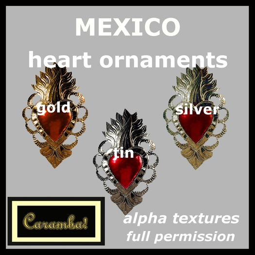 Second Life Marketplace - Mexico - heart ornaments - texture pack