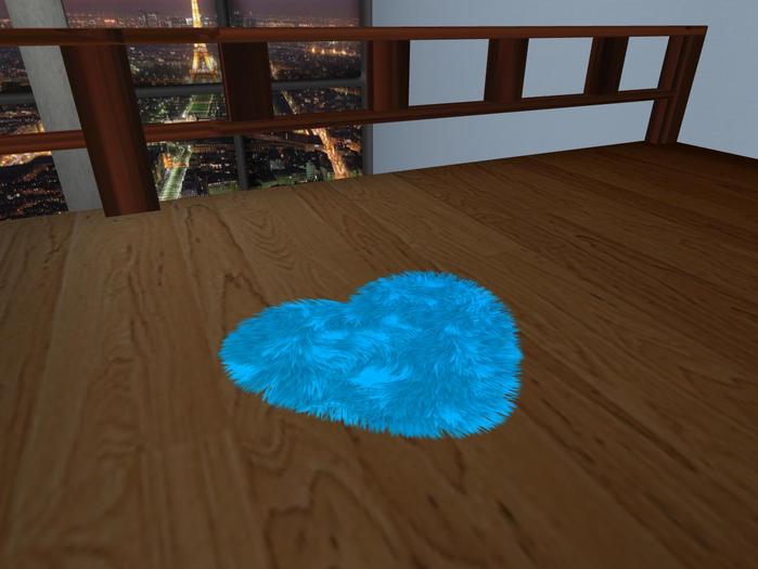 Second Life Marketplace - Blue fuzzy heart shaped rug