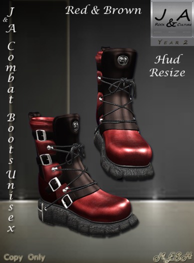 Second Life Marketplace - J&A Combat Boots Red & Brown