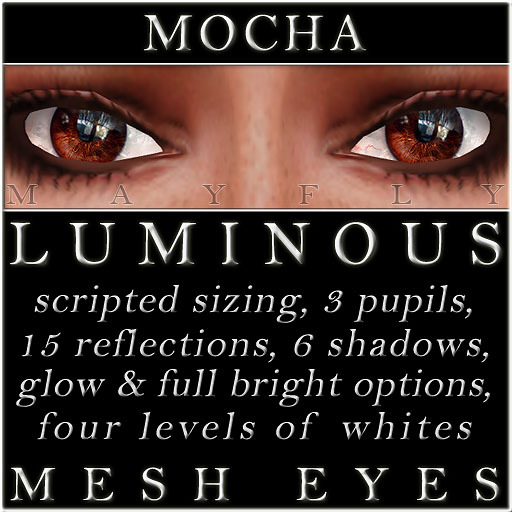 Second Life Marketplace - Mayfly - Luminous - Mesh Eyes (Mocha)