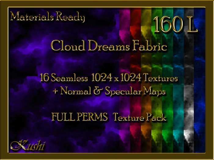 Second Life Marketplace - *Kushi* Cloud Dreams Fabric Seamless Textures ...