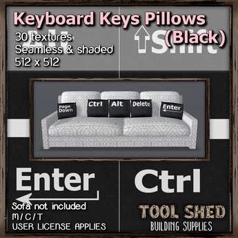 Second Life Marketplace - Tool Shed - Keyboard Keys Pillow Textures ...