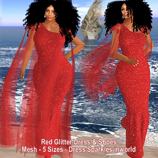 Second Life Marketplace Classic Avatars Barely There Wear Red Glitter Dress