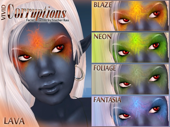 Second Life Marketplace - Vivid Corruptions facial tattoo pack