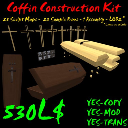 Second Life Marketplace - *BD* Sculpted Coffin Construction Kit FULL ...
