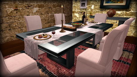 Second Life Marketplace - DINNER PARTY TABLE FOR 6 -Contemporary Black COPY
