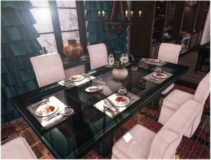 Second Life Marketplace - DINNER PARTY TABLE FOR 6 -Contemporary Black COPY