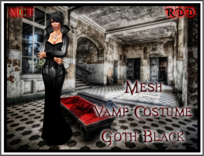 Second Life Marketplace - Mesh Vamp Costume Goth Black