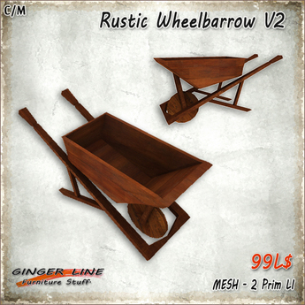 Second Life Marketplace - [Ginger Line] Rustic Wheelbarrow V2 - 2 LI ...