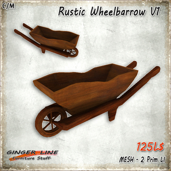 Second Life Marketplace - [Ginger Line] Rustic Wheelbarrow V1 - 2 LI ...