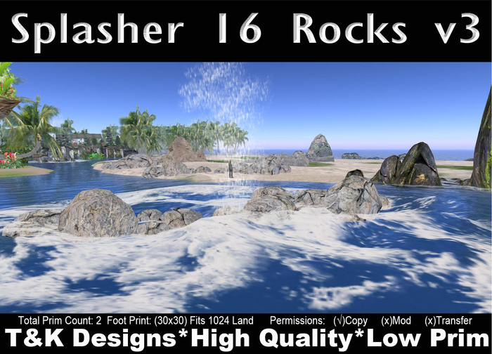 Second Life Marketplace - Splasher 16 Rocks v3 Grey (30x30) 2 Prims ...