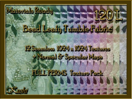 Second Life Marketplace - *Kushi* Bead Leafy Tumble Fabric Seamless ...