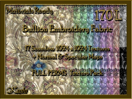 Second Life Marketplace - *Kushi* Bullion Embroidery Fabric Seamless ...