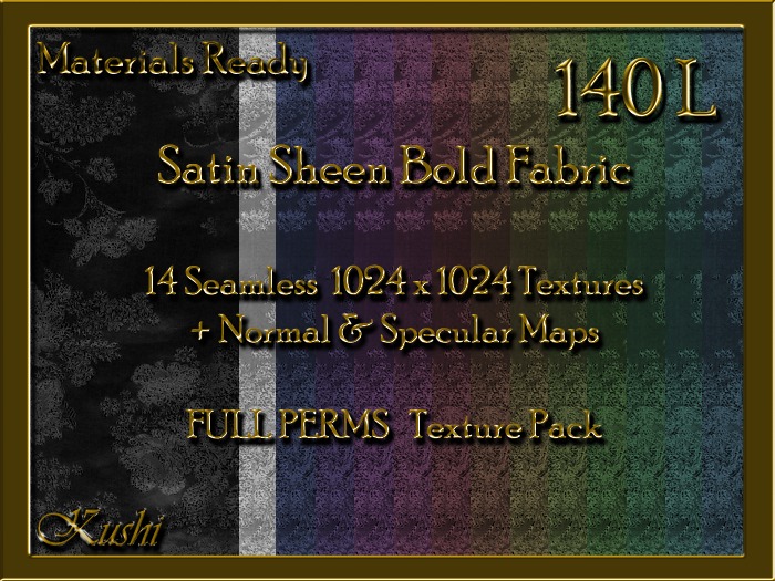 Second Life Marketplace - *Kushi* Satin Sheen Bolds Seamless Textures ...