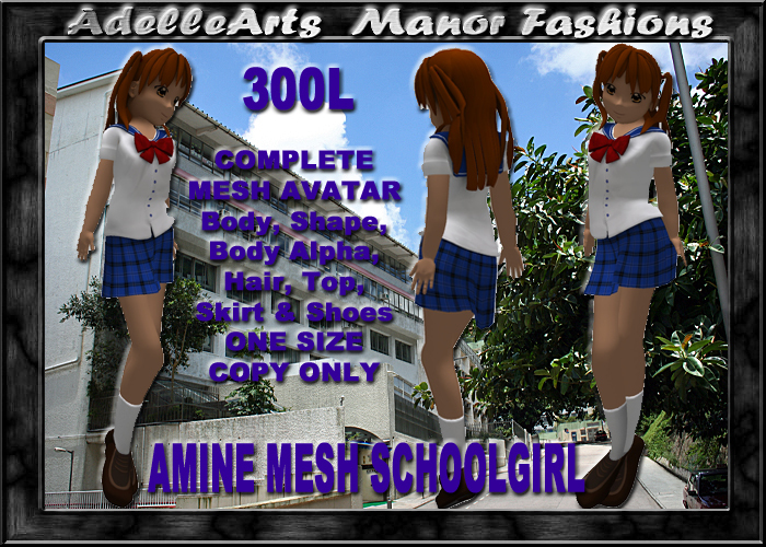Second Life Marketplace - AdelleArts Anime Mesh Schoolgirl