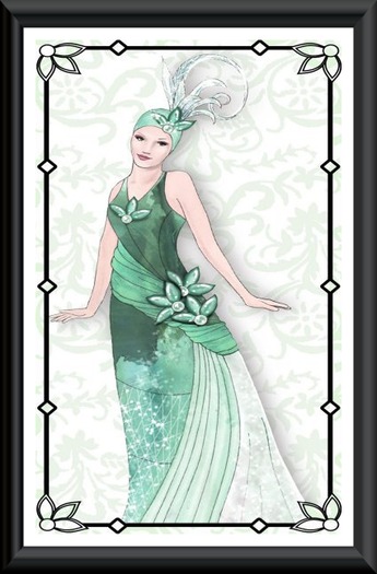 Second Life Marketplace - Art Deco Lady 2 Green Double Sided