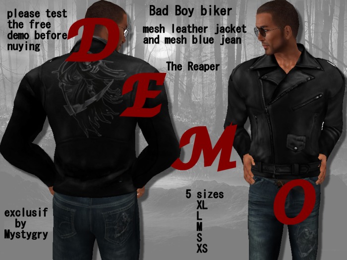 Second Life Marketplace - DEMO Mesh rigged bad boy jacket & jean blue ...