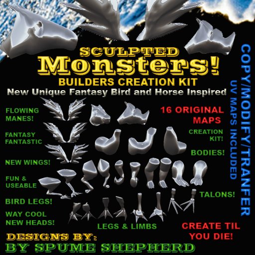 Second Life Marketplace - HORSE BIRD Inspired (Monsters) UV MAP SET