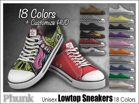 Second Life Marketplace - DEMO [Phunk] Mesh Unisex Lowtop Sneakers (18 ...