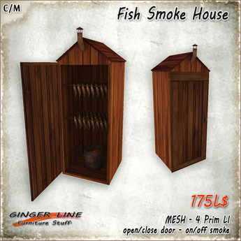 Second Life Marketplace - [Ginger Line] Fish Smoke House - Rustic smoke ...
