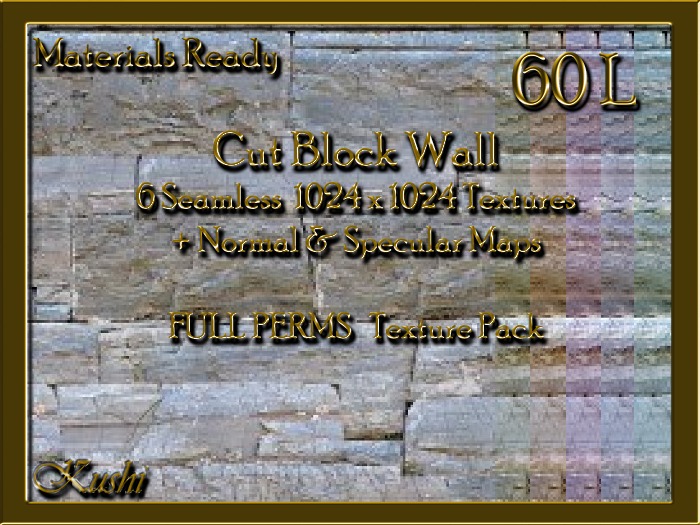 Second Life Marketplace - !Kushi! 6 Cut Block Wall Seamless1024x1024 ...
