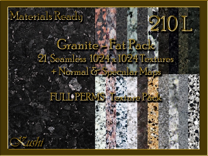 Second Life Marketplace - *Kushi* Granite Fat Pack Seamless Texture ...