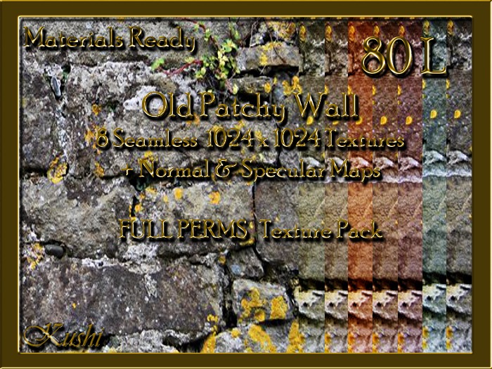 Second Life Marketplace - !Kushi! 8 Old Patchy Wall Seamless1024x1024 ...