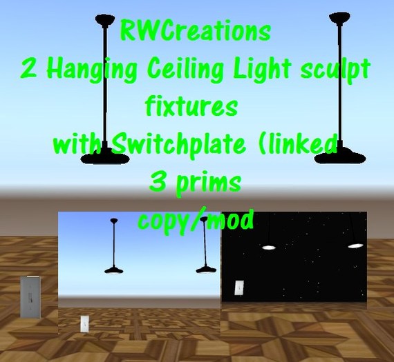 Second Life Marketplace - Pair (2) Ceiling light sculpt Fixtures w ...