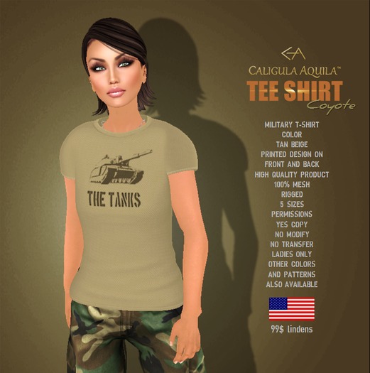 Second Life Marketplace - TEE SHIRT THE TANKS LADIES COYOTE