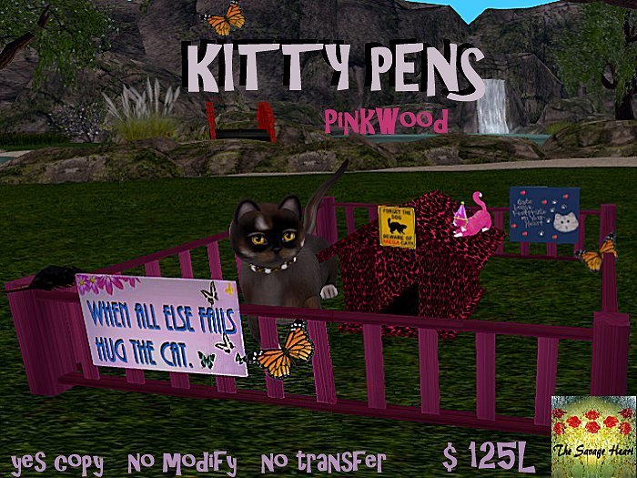 Second Life Marketplace - Cat Corral Pinkwood Pen SET
