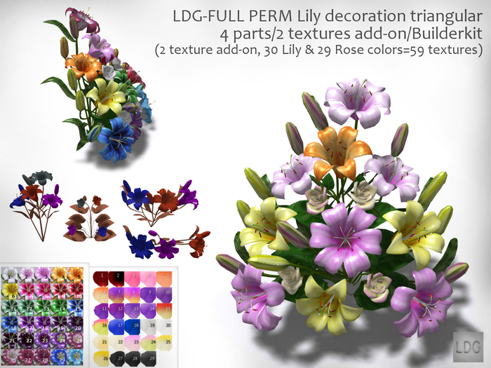 Second Life Marketplace - LDG-FULL PERM 105 Lily decoration triangular ...