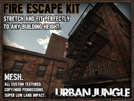 Second Life Marketplace - FIRE ESCAPE KIT - MESH - WALKABLE!! - URBAN ...