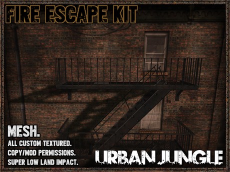 Second Life Marketplace - FIRE ESCAPE KIT - MESH - WALKABLE!! - URBAN ...