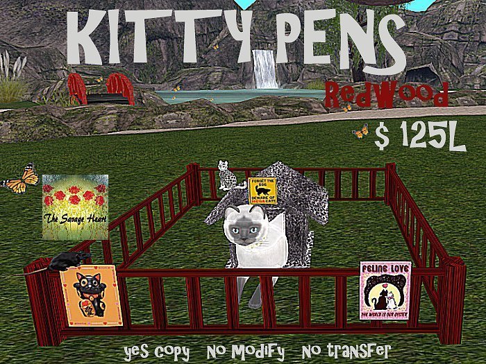 Second Life Marketplace - Cat Corral Redwood Pen SET
