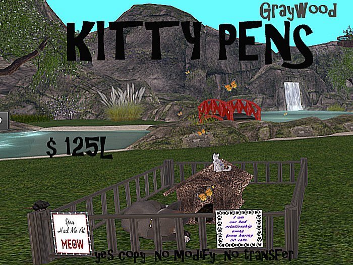 Second Life Marketplace - Cat Corral Graywood Pen SET