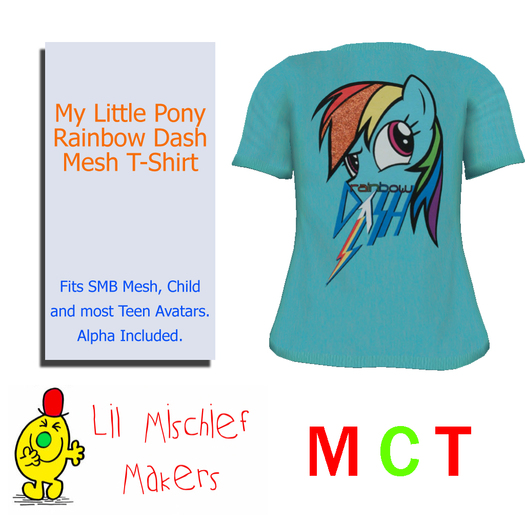 Second Life Marketplace - My Little Pony Rainbow Dash Mesh T-Shirt