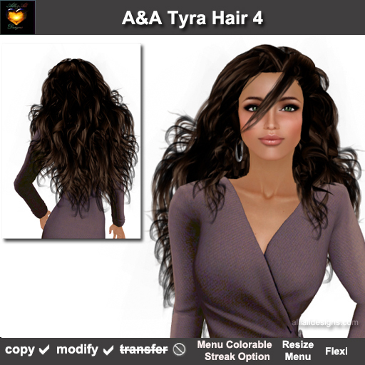 Second Life Marketplace - A&A Tyra Hair Brunette (Color 4). Long curly ...