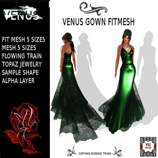 Second Life Marketplace - VENUS GOWN GREEN