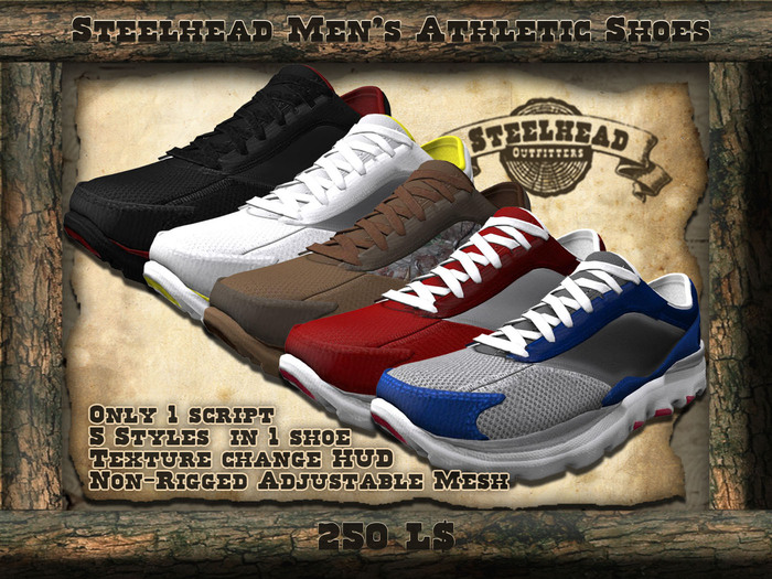 Second Life Marketplace - Steelhead Men's Mesh Athletic Shoes