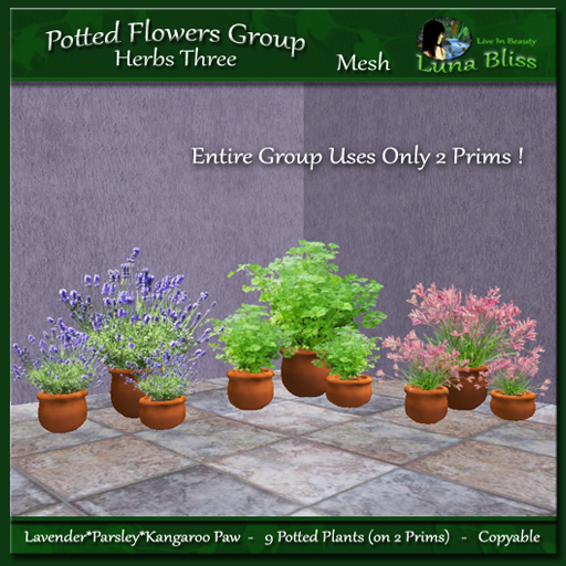 Second Life Marketplace - Potted Flowers Group - Herbs Three - (entire ...