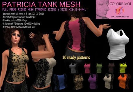 Second Life Marketplace - Patricia tank full perms rigged mesh with 10 ...