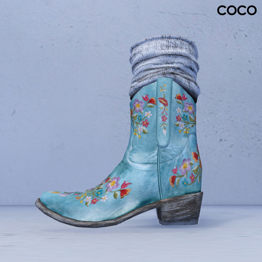 Second Life Marketplace - *COCO*_CowboyBoots_FloralAqua