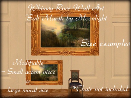 Second Life Marketplace - Wall Art "Salt Marsh by Moonlight" by Whimsy ...